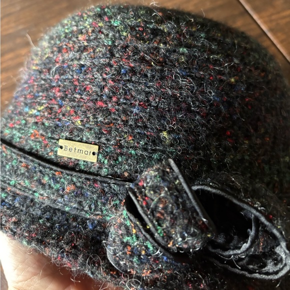 betmar | Accessories | Betmar Retro Cloche Black Confetti Wool Hat With ...